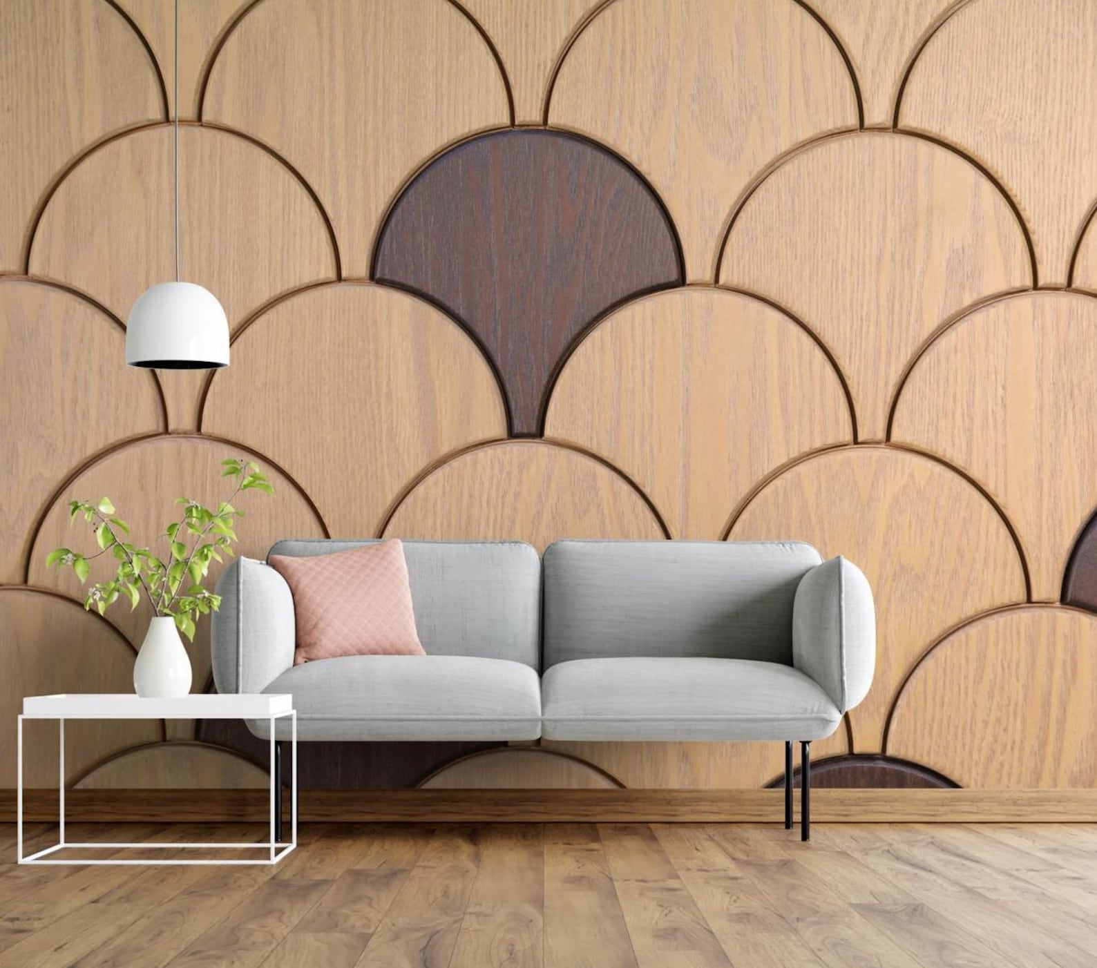 Scallop Wood Pattern Wall Mural – Natural Wood-tone Wallpaper With ...