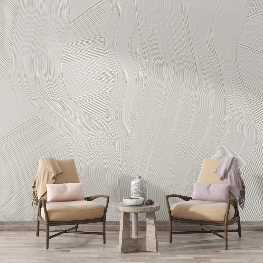 Neutral Beige Brushstroke Texture Wall Mural – Minimal Wallpaper ...
