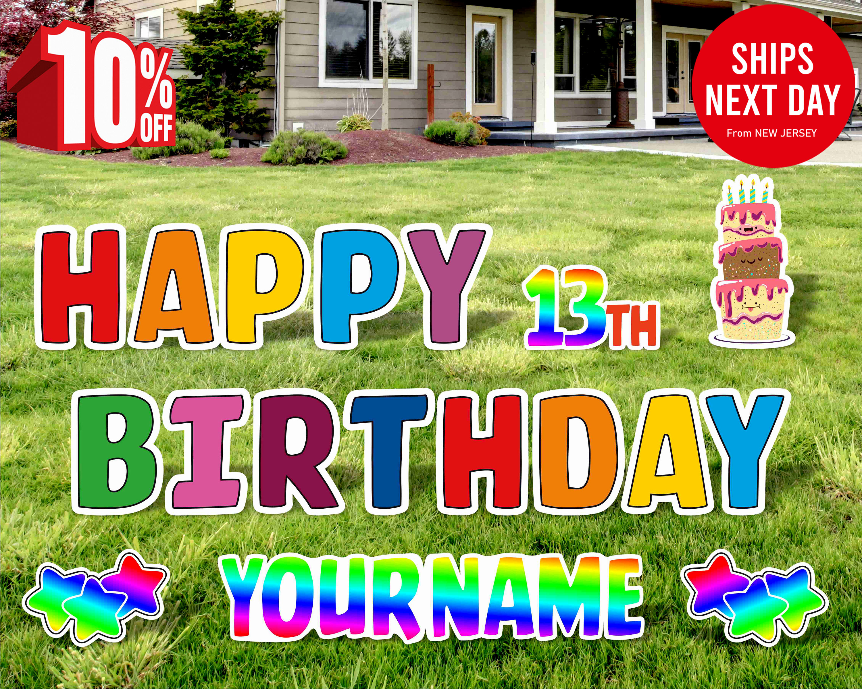 Colorful Happy Birthday Yard Sign HBD Lawn Signs Outdoor | Etsy