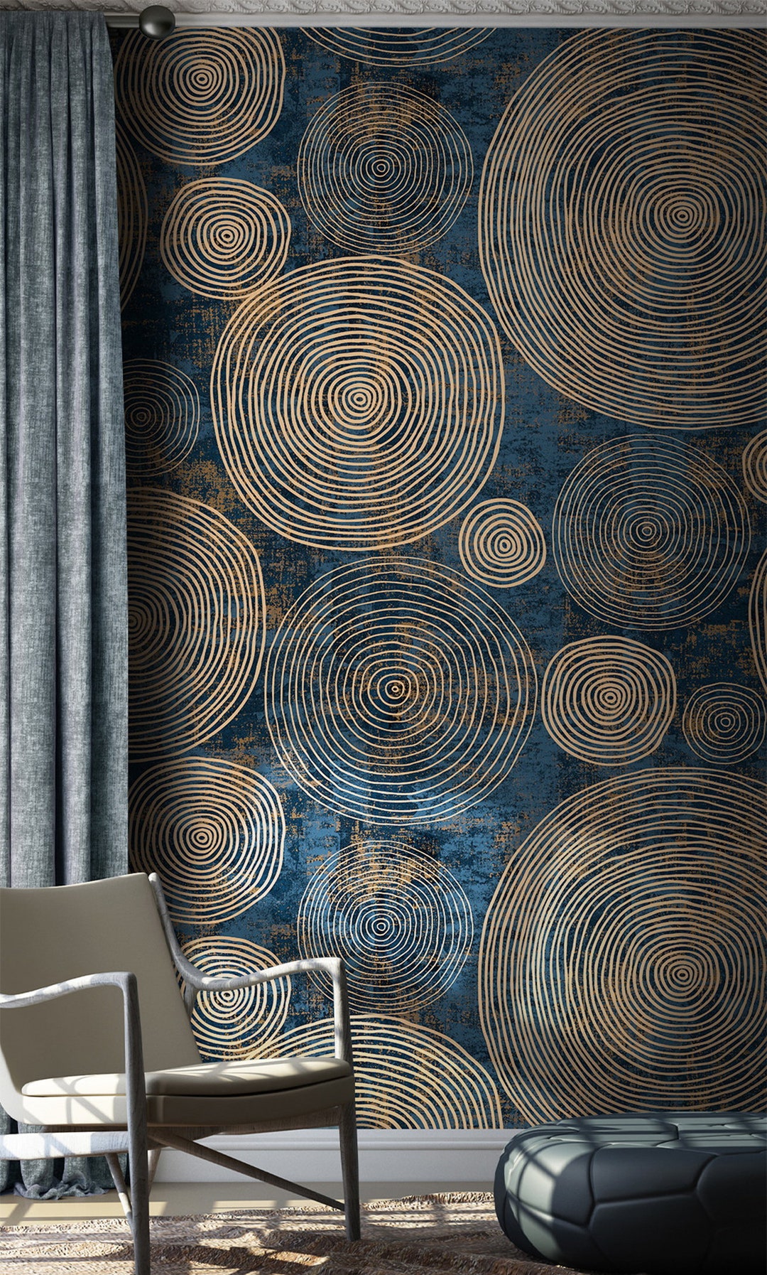 Line Pattern Wallpaper | Modern Retro Wall Mural, Peel and Stick - Etsy