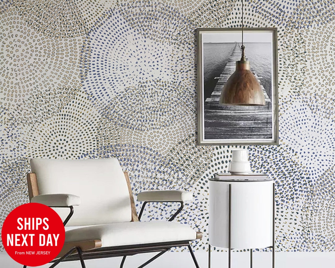 Modern Geometry Wave Dot Dot Pattern Wallpaper | Wall Mural | Peel and ...