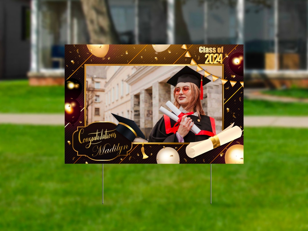 Custom Name & Photo Graduation Yard Sign - Graduation Lawn Decoration ...