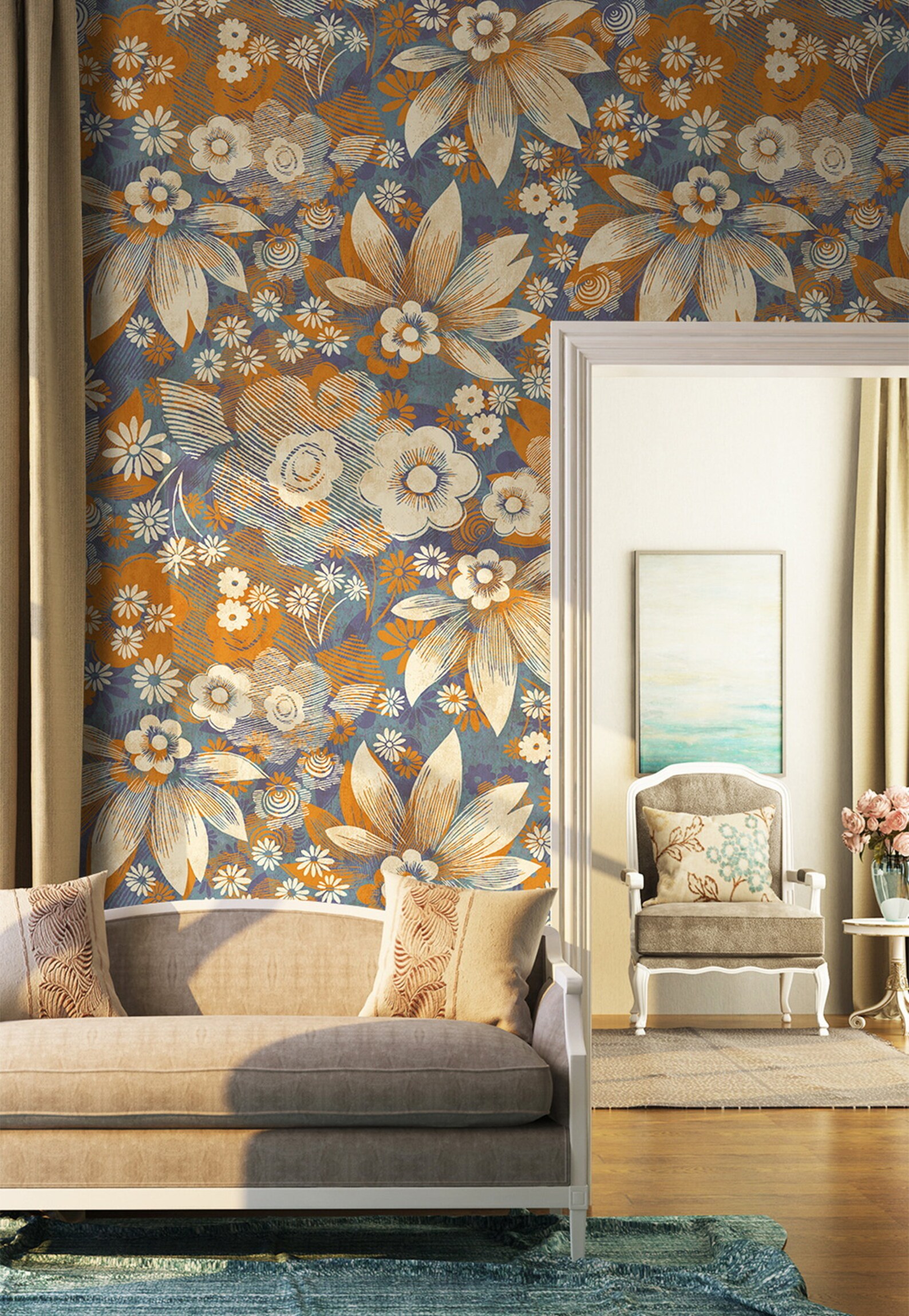 Modern Plant Flower Pattern Wallpaper Flower Wall Mural | Etsy