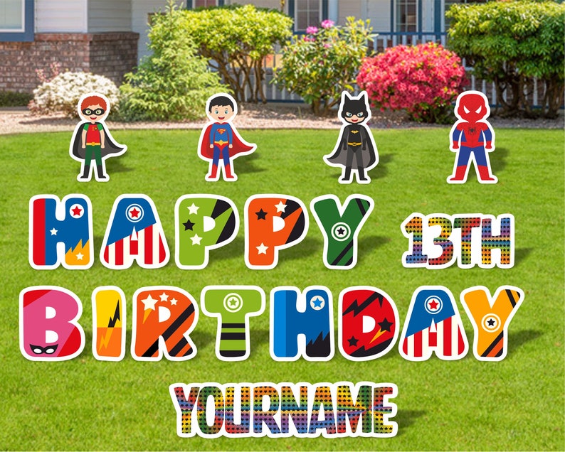 HEROES Happy Birthday Yard Sign Lawn Signs Outdoor Lawn | Etsy