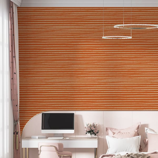 Orange and White Retro Wallpaper - Etsy