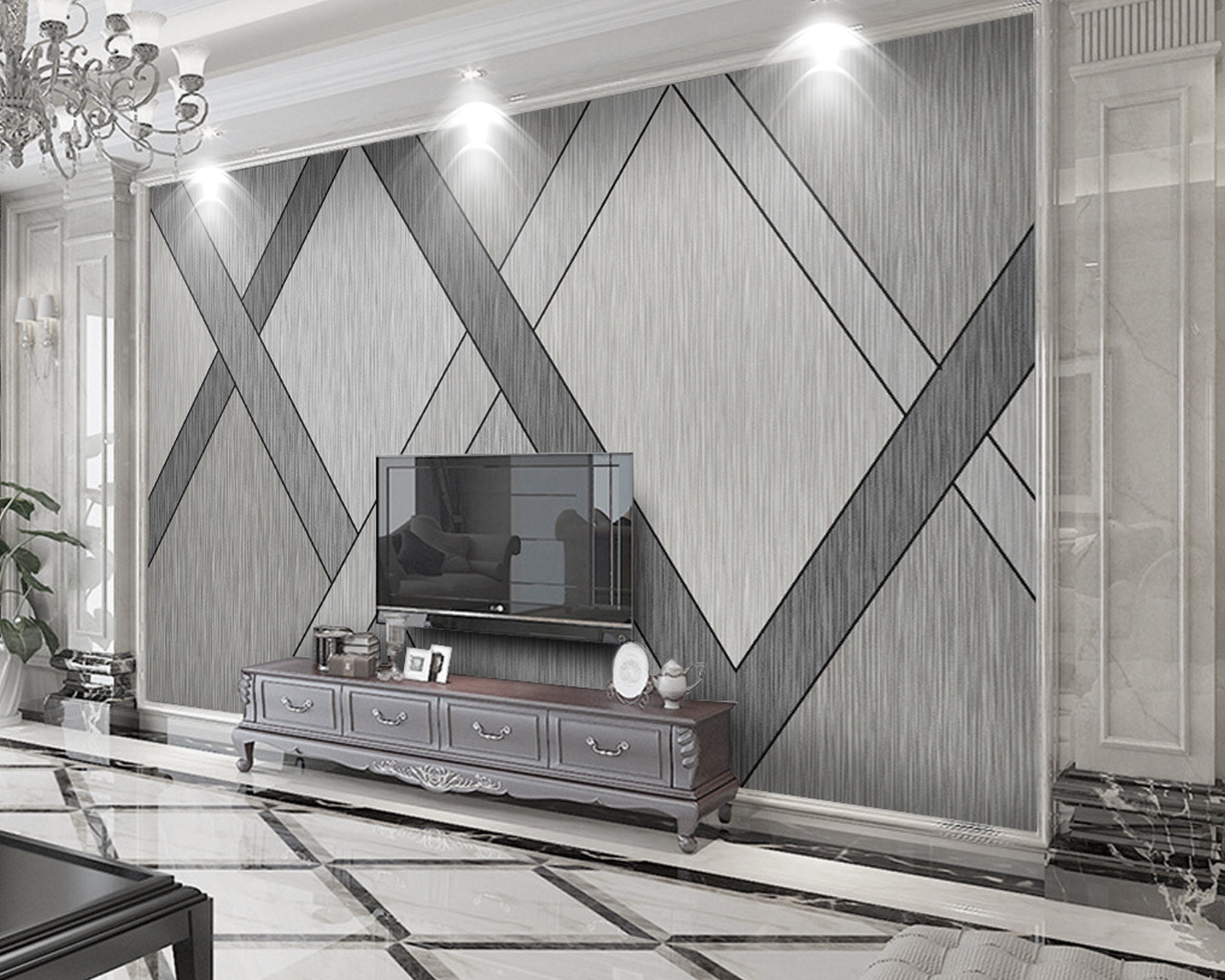 Modern Simple Geometric Pattern Wallpaper Peel and Stick | Etsy