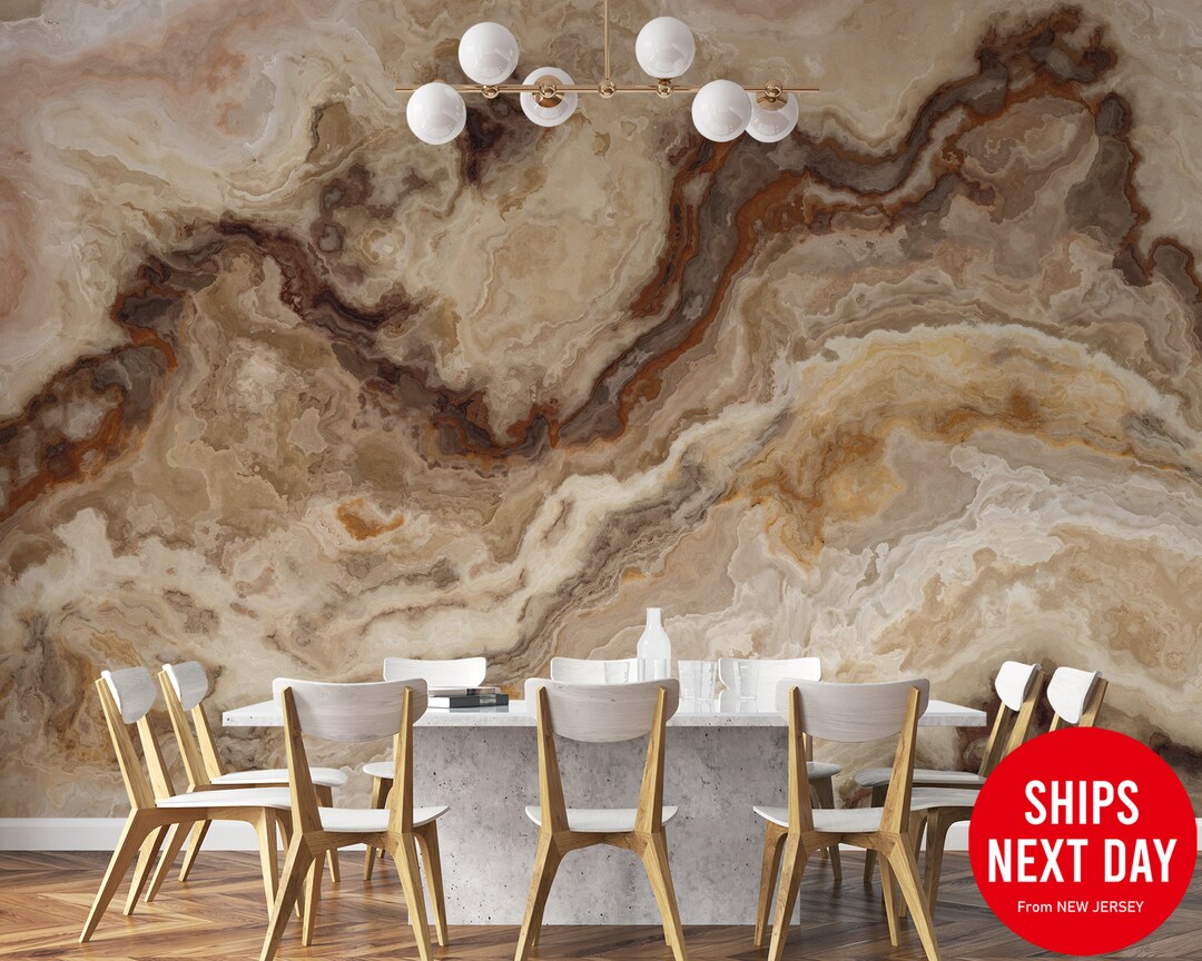 Honey Onyx Pattern Marble Wallpaper | Pattern Wall Mural | Peel and ...