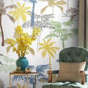 Tropical Forest Coconut Tree Wallpaper Pattern Wall Mural - Etsy