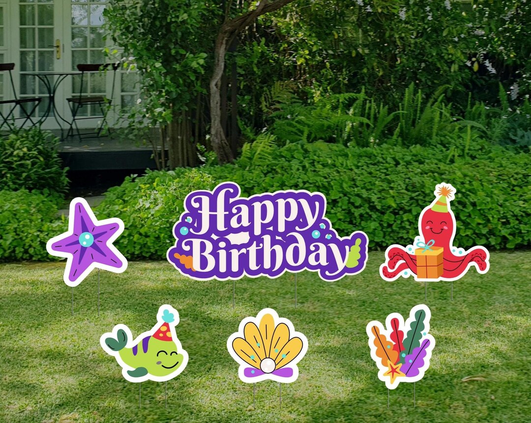 Cute Sea Animal Birthday Yard Signs for Outdoor Decor – Ocean-themed ...