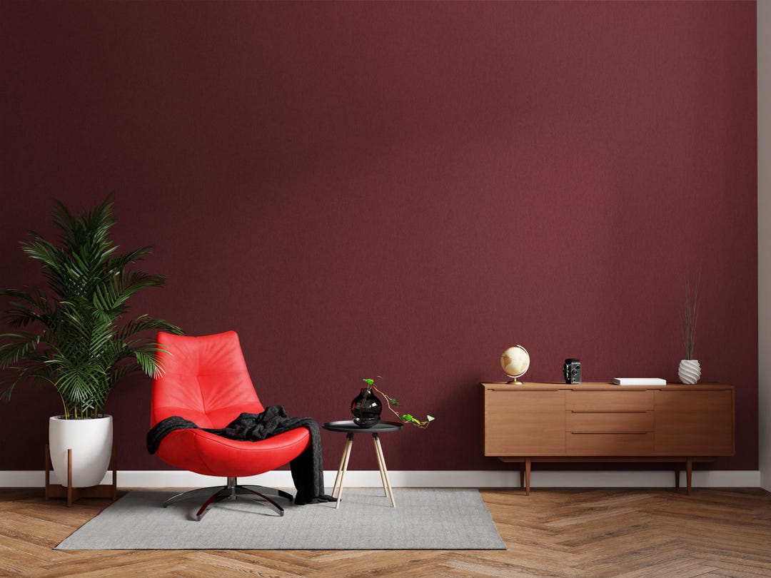 Luxury Maroon Red Wall Mural – Matte Textured Wallpaper – Perfect ...