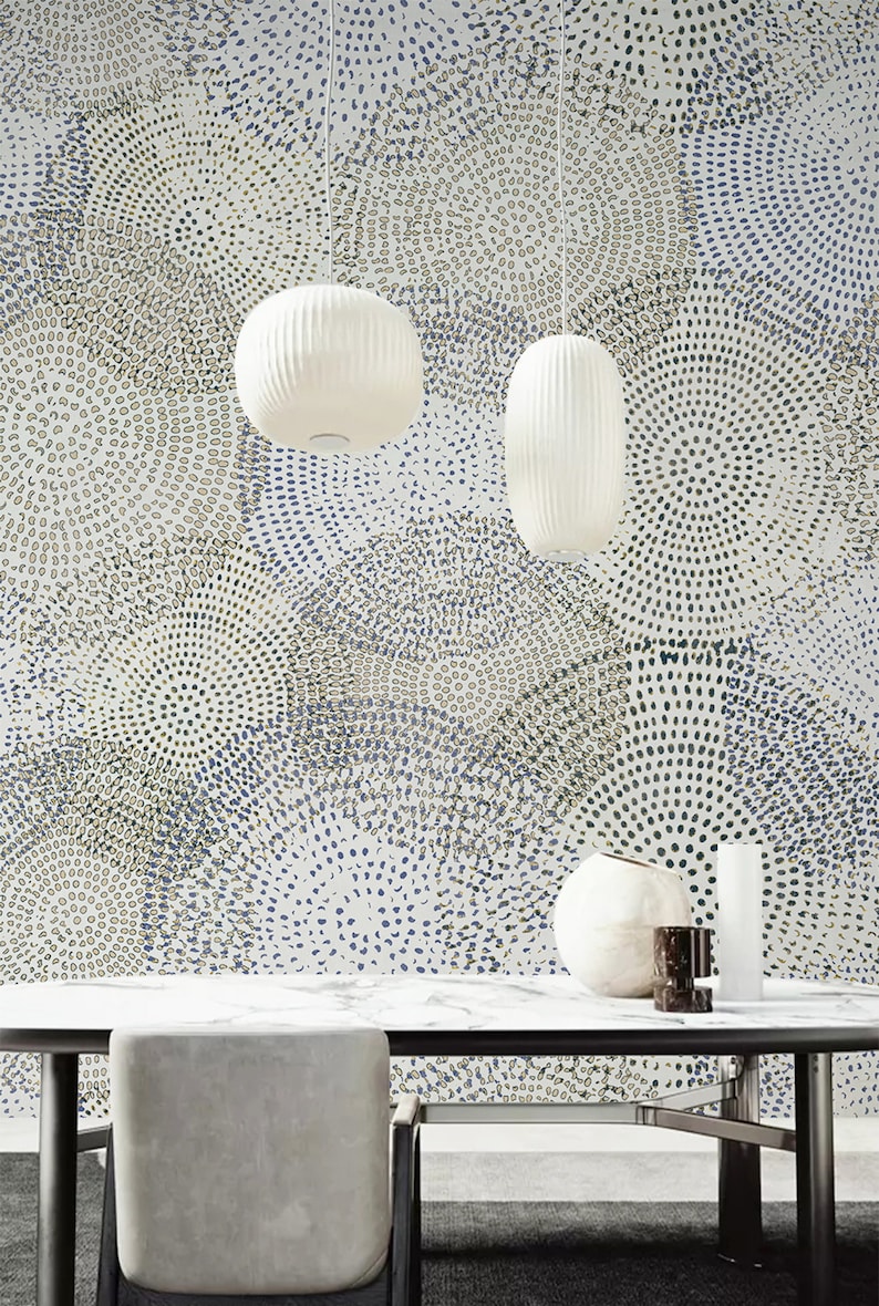 Modern Geometry Wave Dot Dot Pattern Wallpaper Wall Mural | Etsy