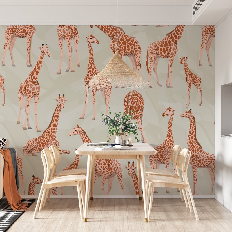 Giraffe Wallpaper Etsy
