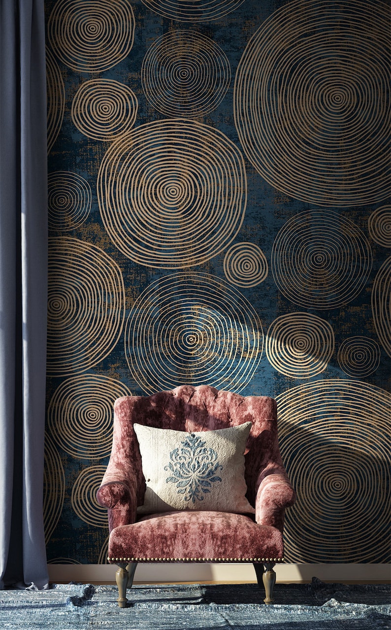 Modern Light Luxury Retro Wallpaper | Line Pattern Wall Mural | Peel ...