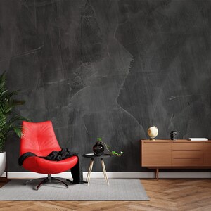 Elegant Dark Textured Wall Mural – Industrial Black Concrete-look ...