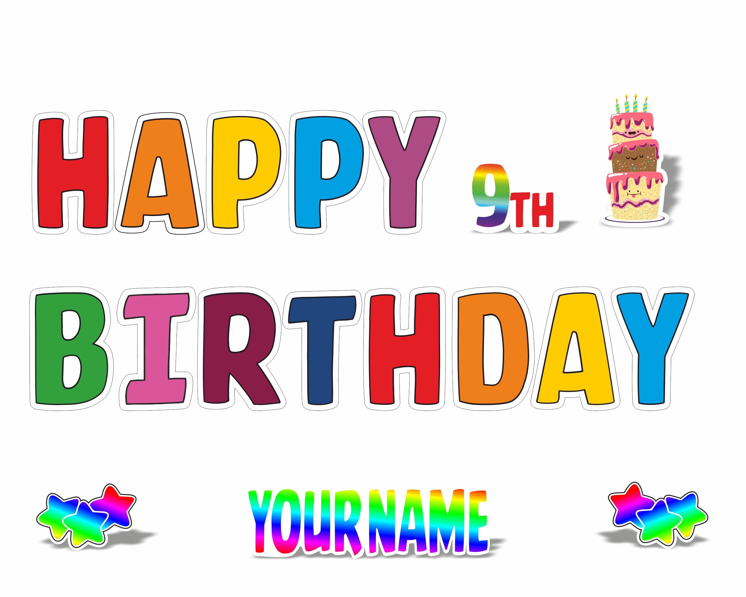 Colorful Happy Birthday Yard Sign HBD Lawn Signs Outdoor | Etsy