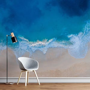 Tropical Beach Aerial Wall Mural - Captivating Blue Ocean Waves Rolling ...