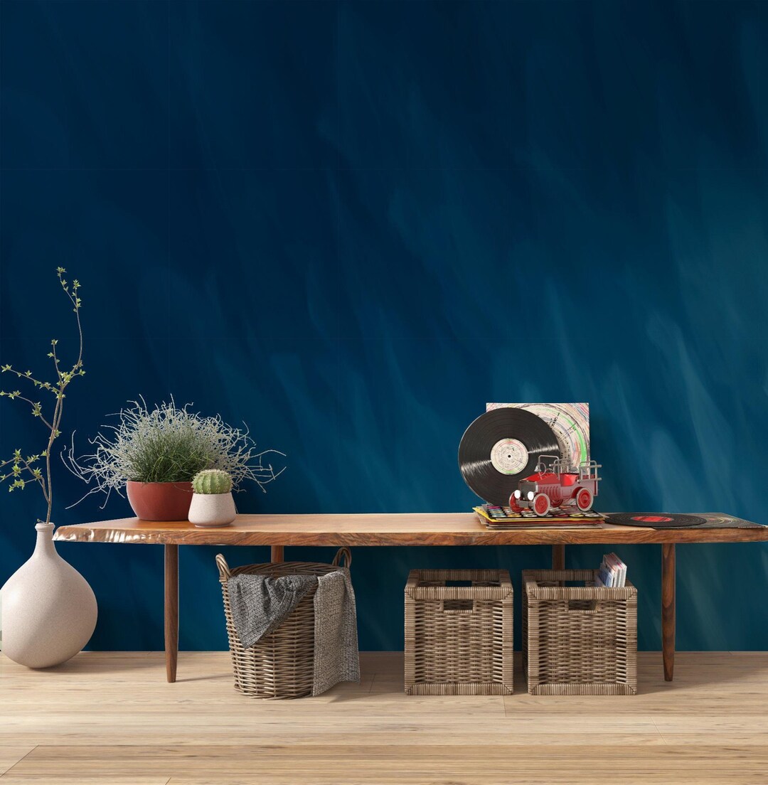 Modern Blue Wall Mural Wallpaper – Water-inspired Gradient Texture ...