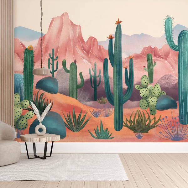Cactus Wall Mural - Etsy