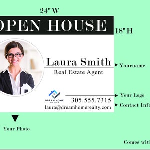 Personalized Open House Sign, Custom Real Estate Open House Lawn Sign ...