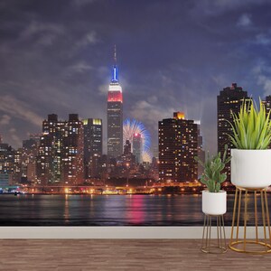 Panoramic NYC Nightscape Wall Mural – Iconic Empire State Building and ...