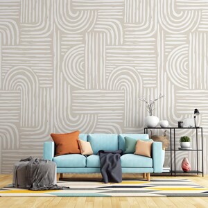 Abstract Minimalist Lines Pattern Wallpaper | Wall Mural | Peel and ...