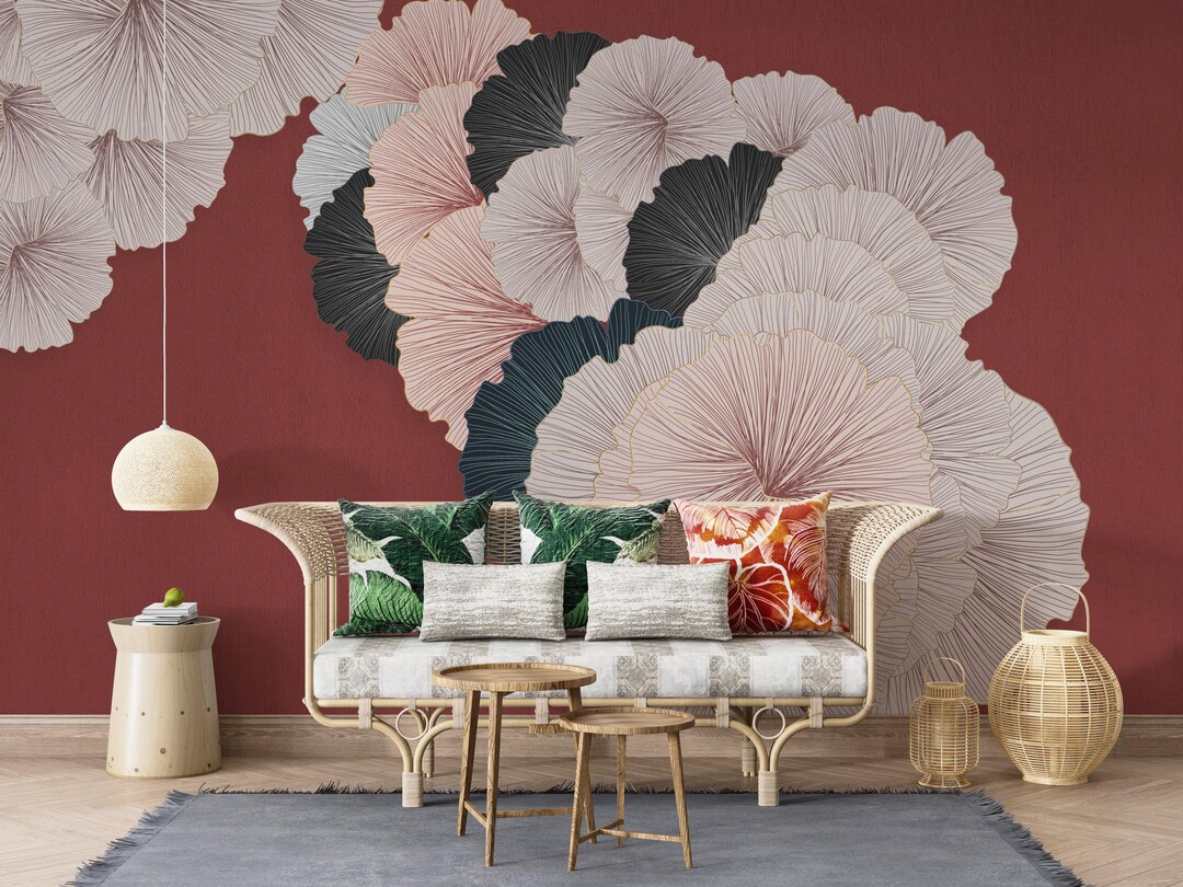 Elegant Multicolor Flower Wallpaper – Large Floral Wall Mural on Deep ...