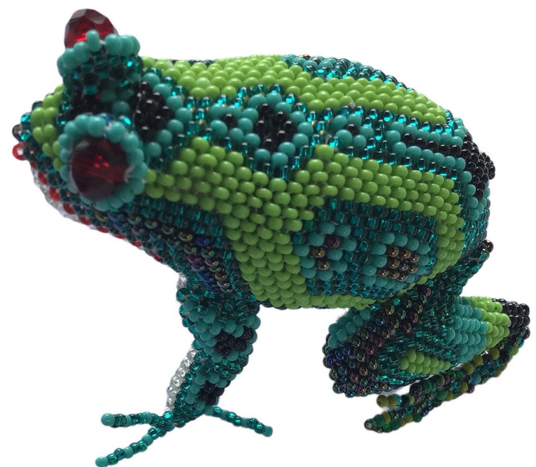 Beaded Frog, Hand Beaded Frog Ornament,frog Lover Gift, Beaded Frog ...