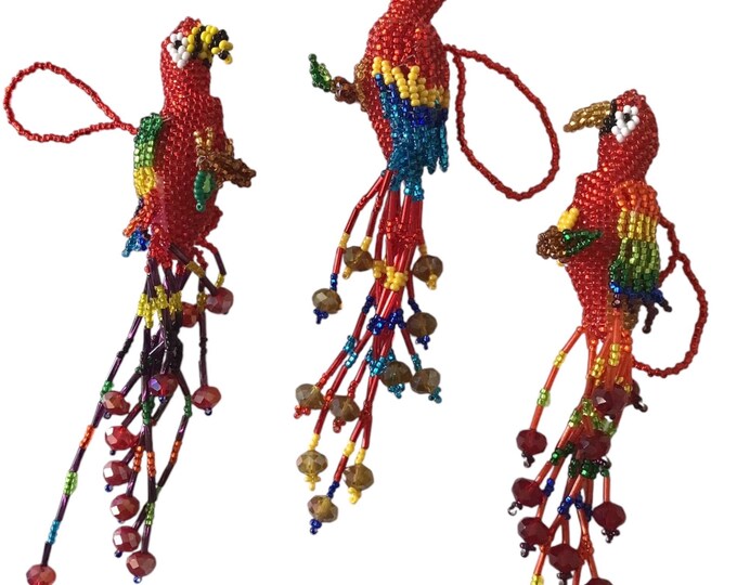 Beaded Parrot, Parrot, Gift for Parrot Lover, Beaded Hanging Parrot ...