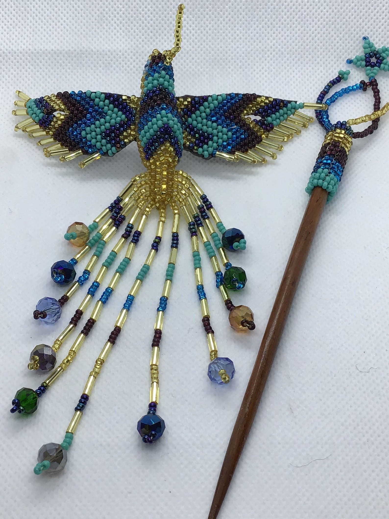 Hummingbird Hair Pin Hand Beaded Hair Pin Hand Beaded - Etsy
