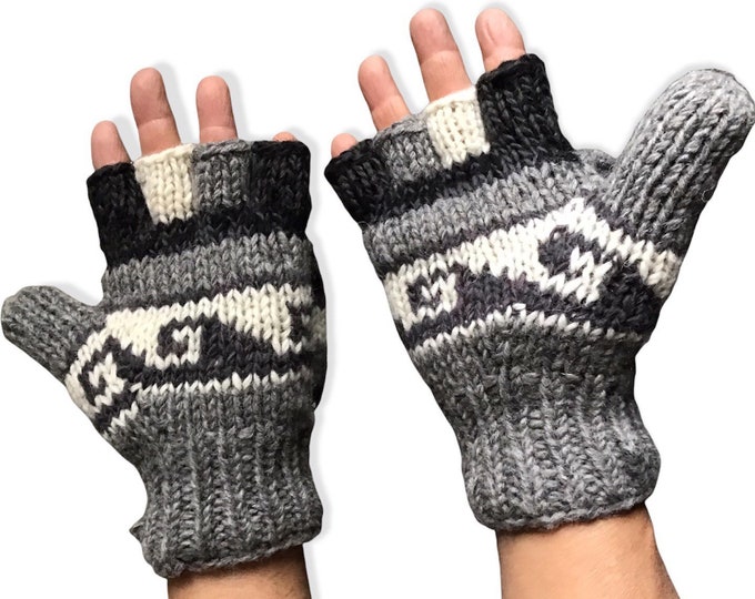 Adult Flip Top Mittens, Wool Mittens, Lined Mittens, Unisex Mittens ...