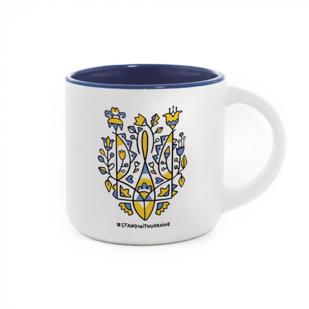 Ukrainian Mug Blue and Yellow Ceramic Mug 350 Ml Ukraine Art Ceramic ...
