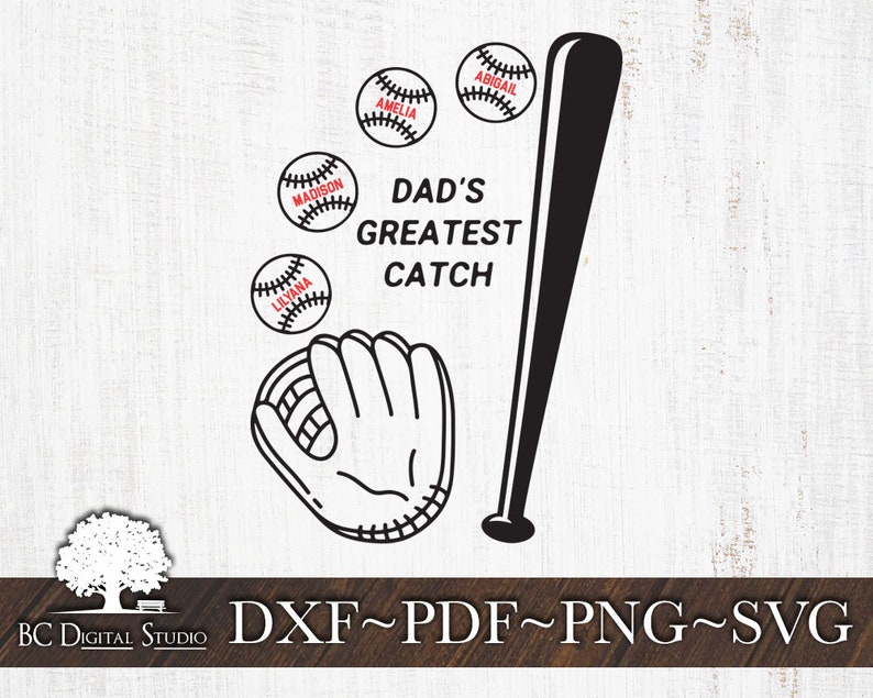 Dad's Greatest Catch Sign SVG | Father Gift Svg | Baseball Svg | Sports ...