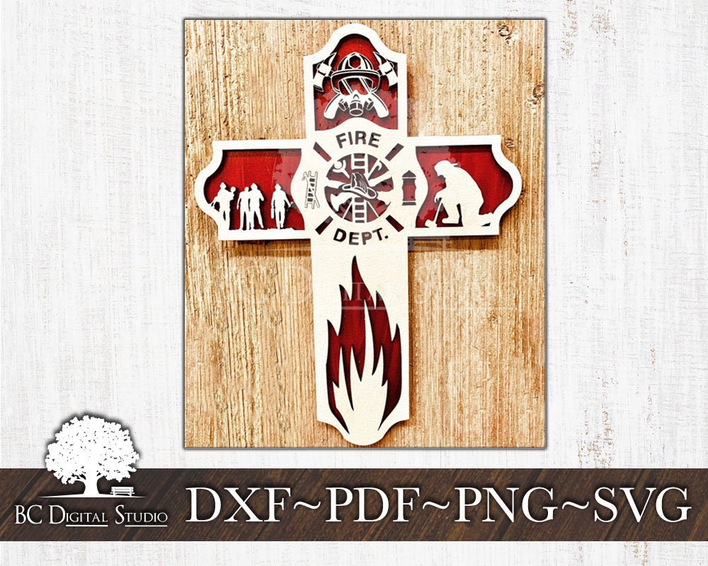 Firefighter Cross SVG Digital File Download Dxf Pdf Png - Etsy