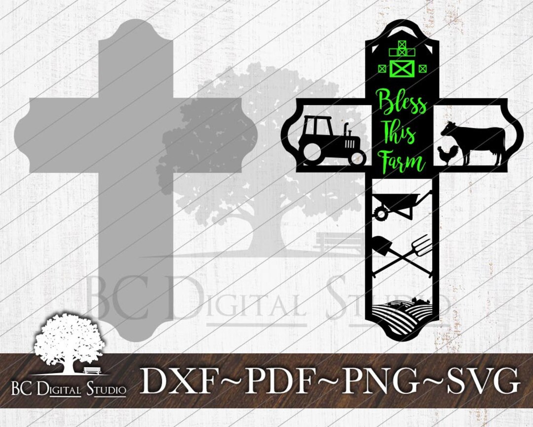 Farmer Cross SVG | Bless This Farm Cross SVG | Farmhouse Cross Svg ...