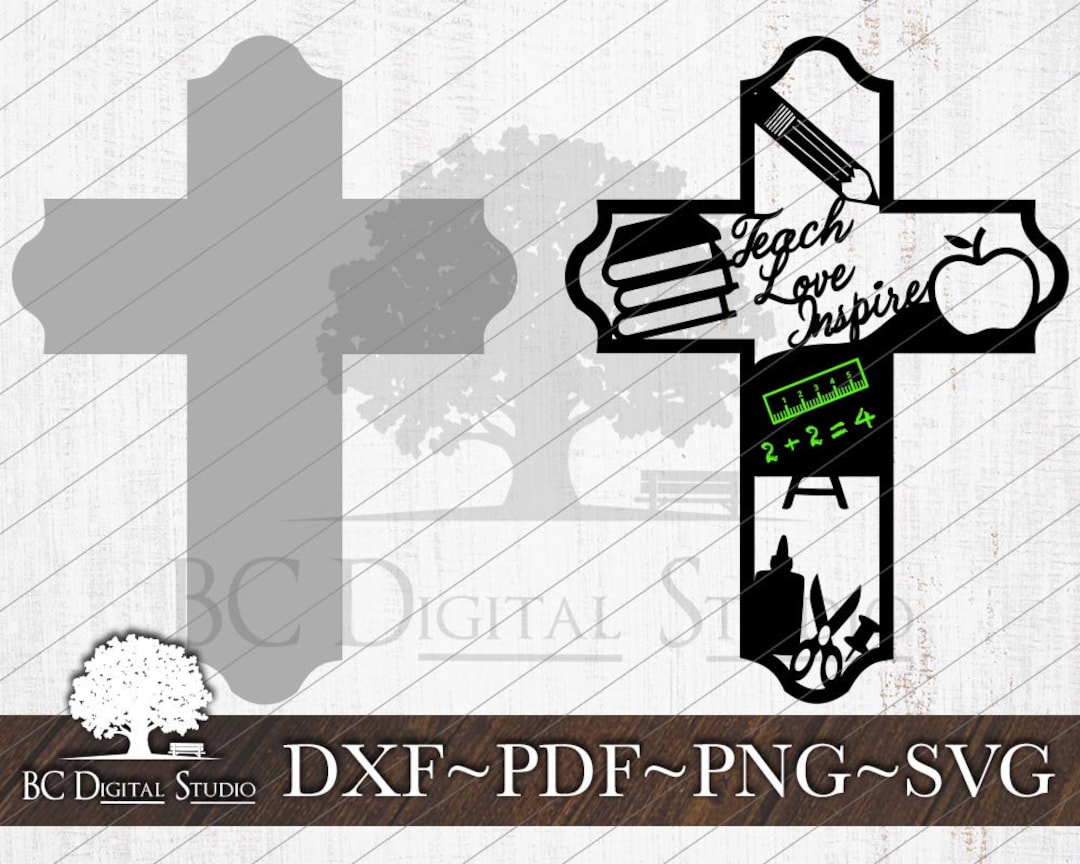 Teacher Cross SVG | School Cross SVG | Digital File Download | Dxf Pdf ...
