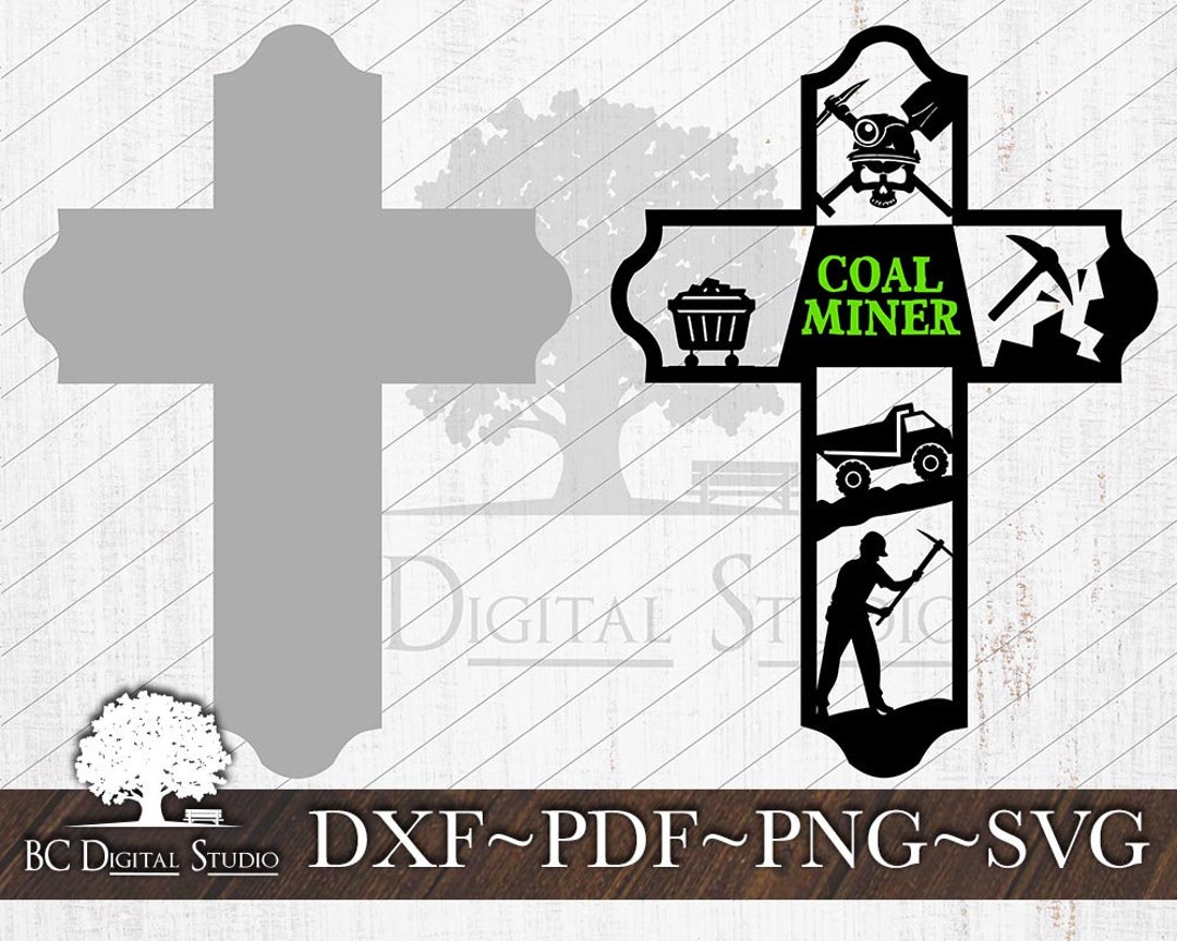Coal Miner Cross SVG | Miner Cross SVG | Digital File Download | Dxf ...