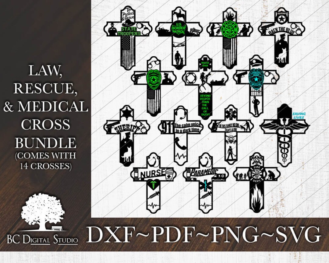 Law, Rescue, & Medical Bundle Cross Svg| Law Enforcement Cross SVG ...