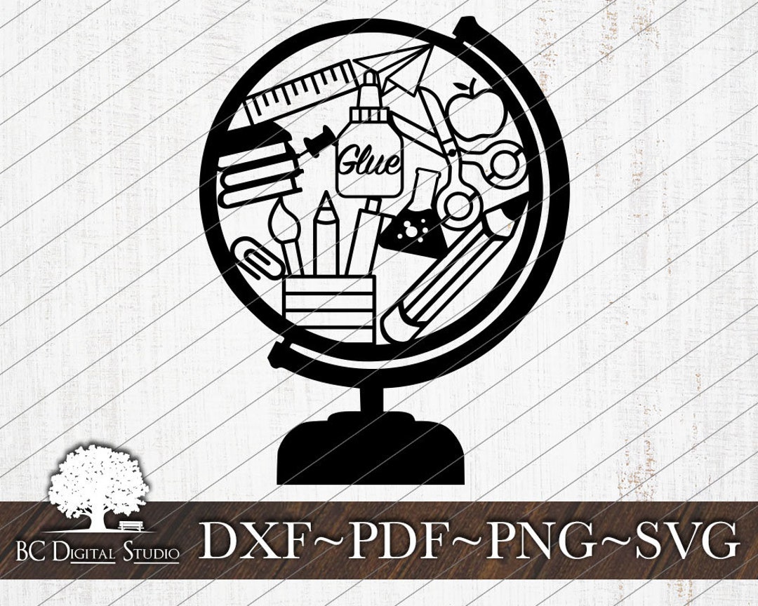 Teacher Globe Sign SVG | School Sign SVG | Digital File Download | Dxf ...