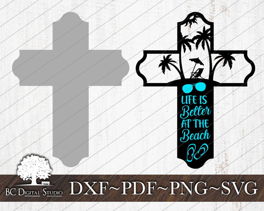 Beach Cross SVG Ocean Cross SVG Beach Life Cross Svg Digital File ...
