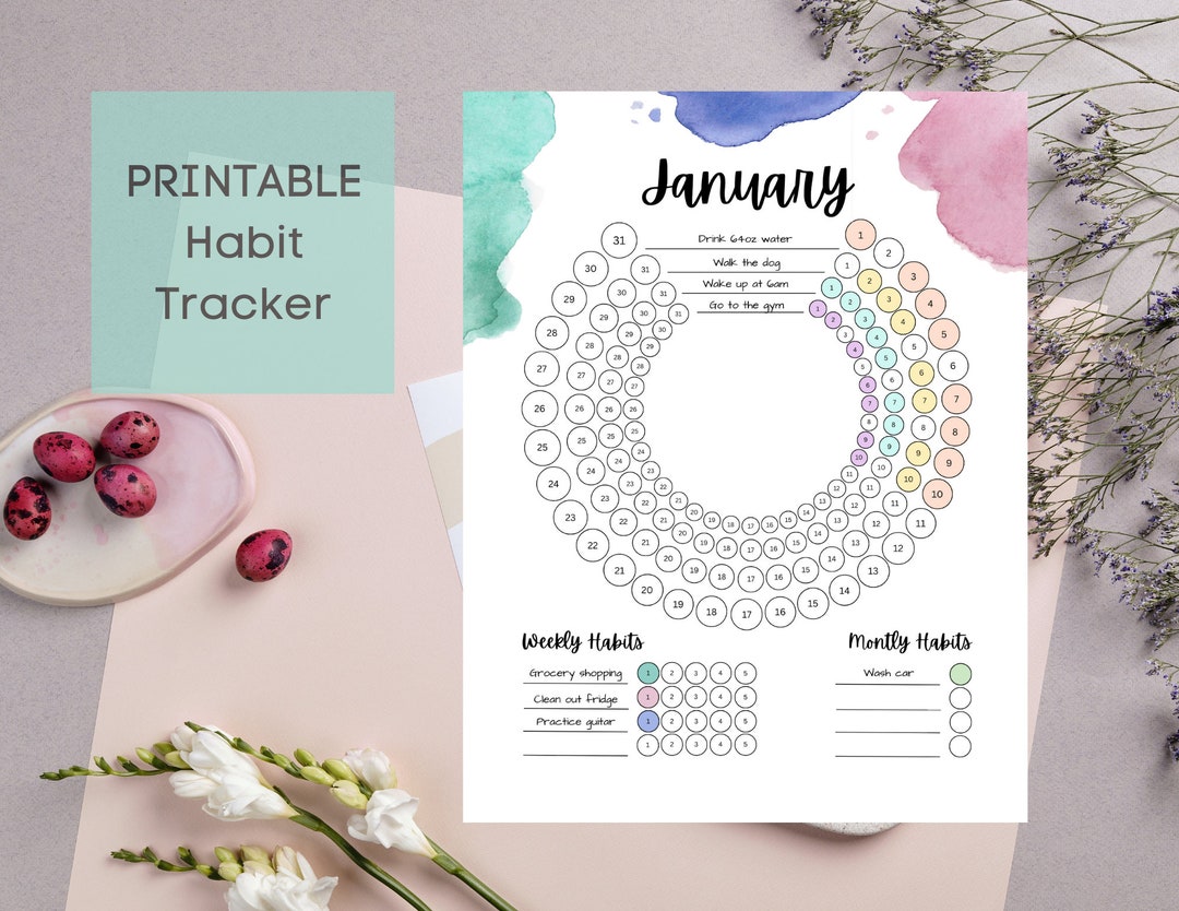 Daily Habit Tracker Printable Monthly All Year PDF - Etsy