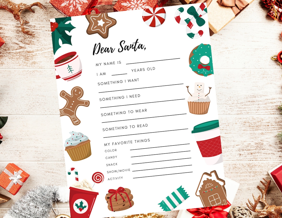 Christmas Wish List Letter to Santa Printable - Etsy