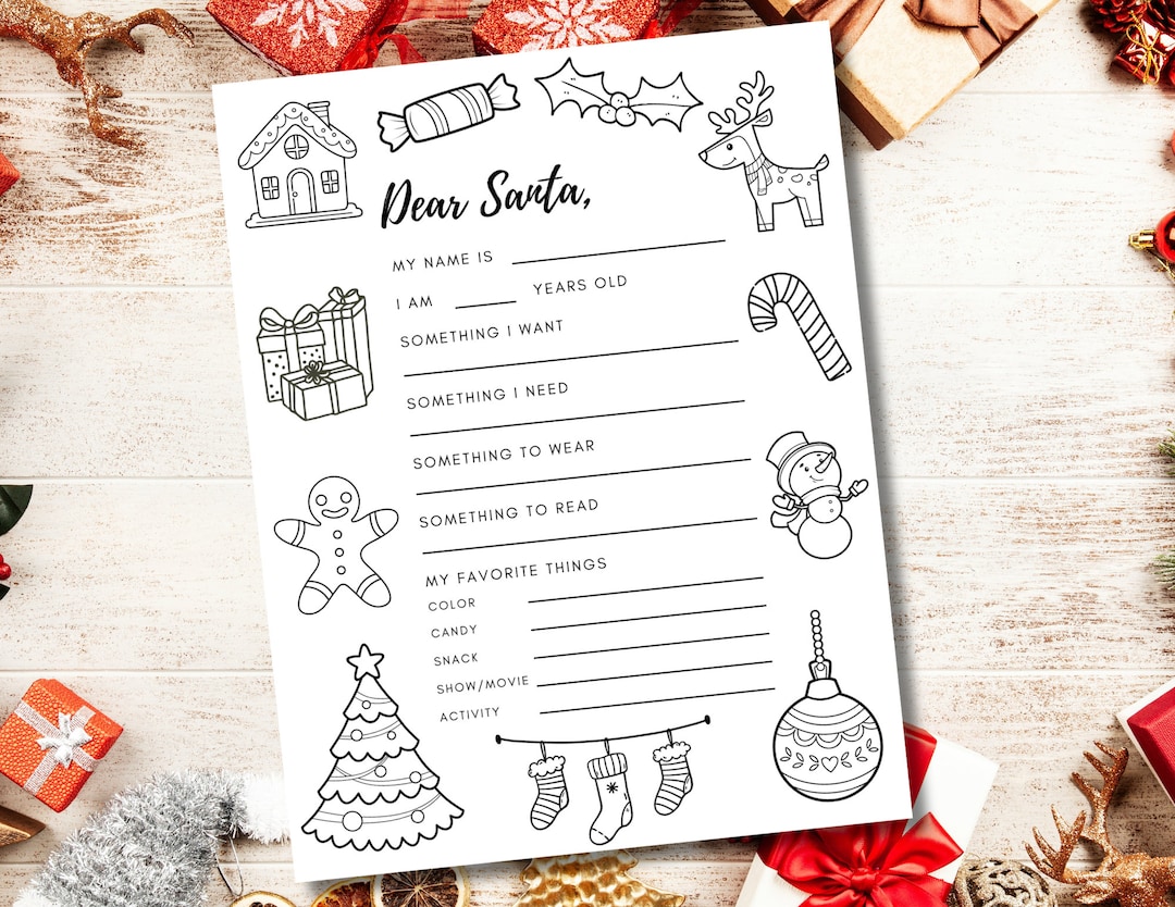 Christmas Wish List Coloring Page | Letter to Santa | Printable - Etsy