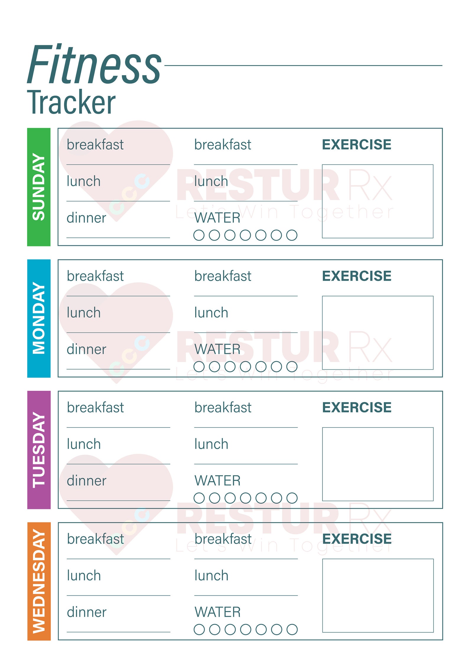 Fitness Planner Printable, Undated Health and Fitness,exercise Planner ...