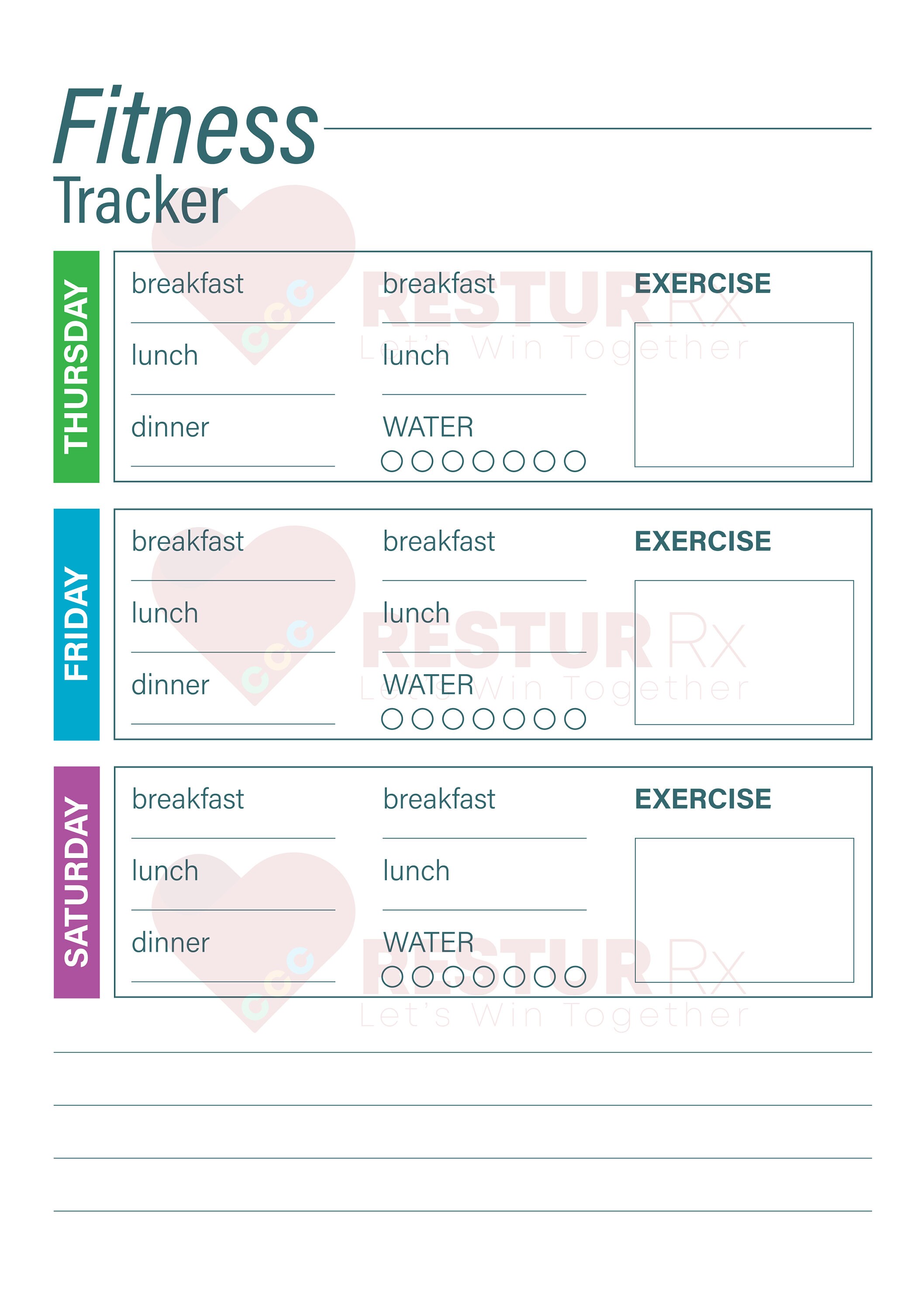 Fitness Planner Printable, Undated Health and Fitness,exercise Planner ...