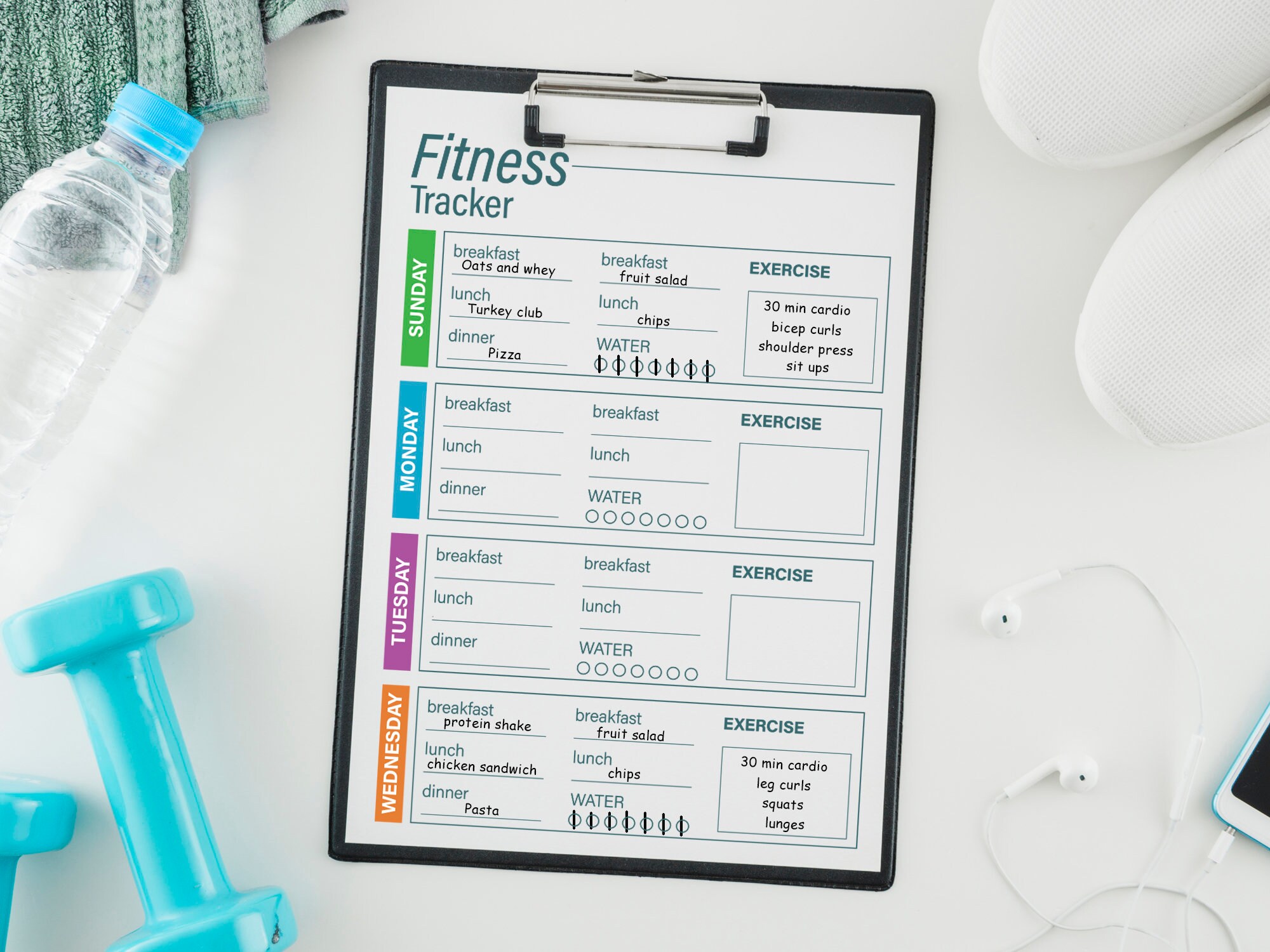 Fitness Planner Printable, Undated Health and Fitness,exercise Planner ...