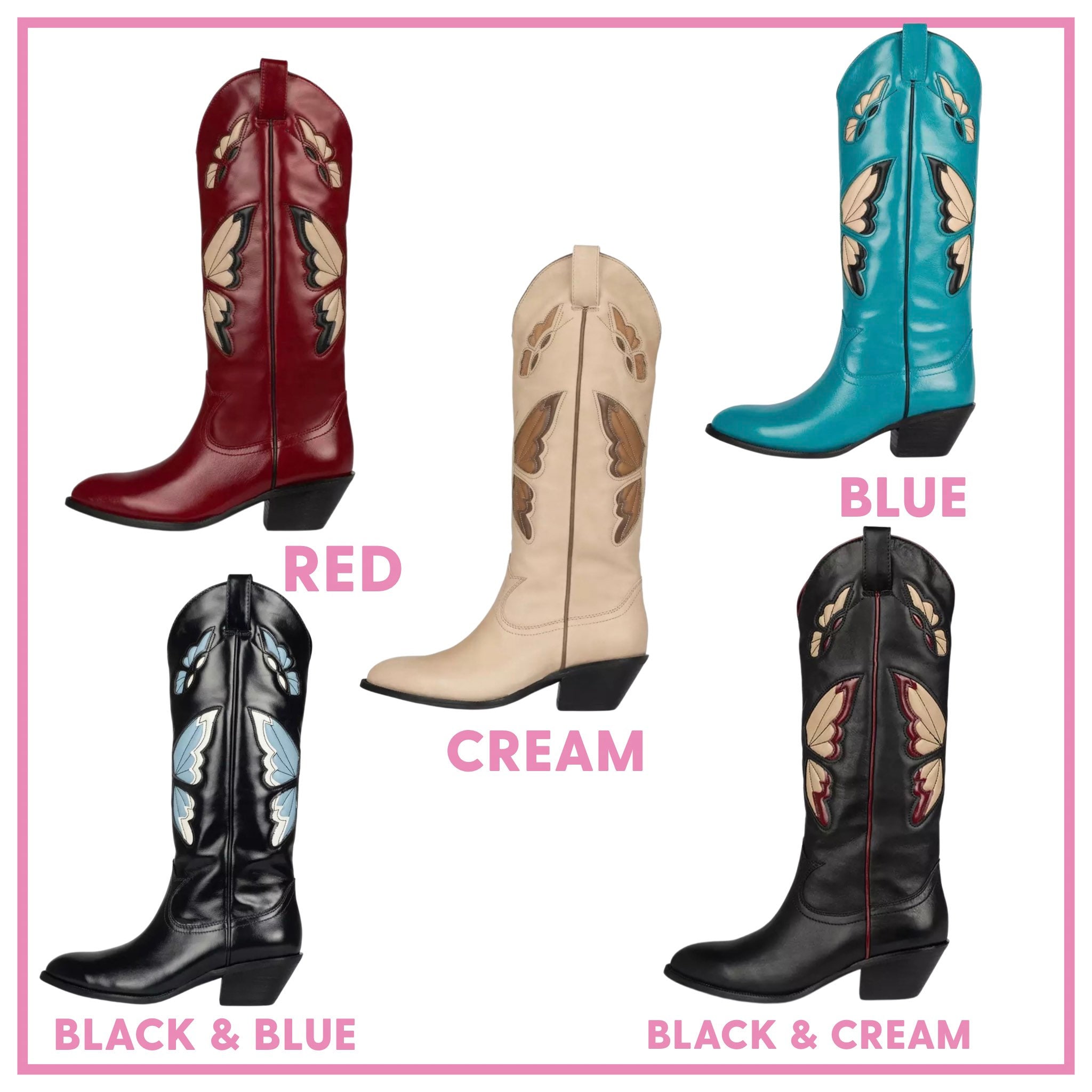 Cowboy Boots Cowgirl Boots Butterfly Boots Nashville - Etsy UK