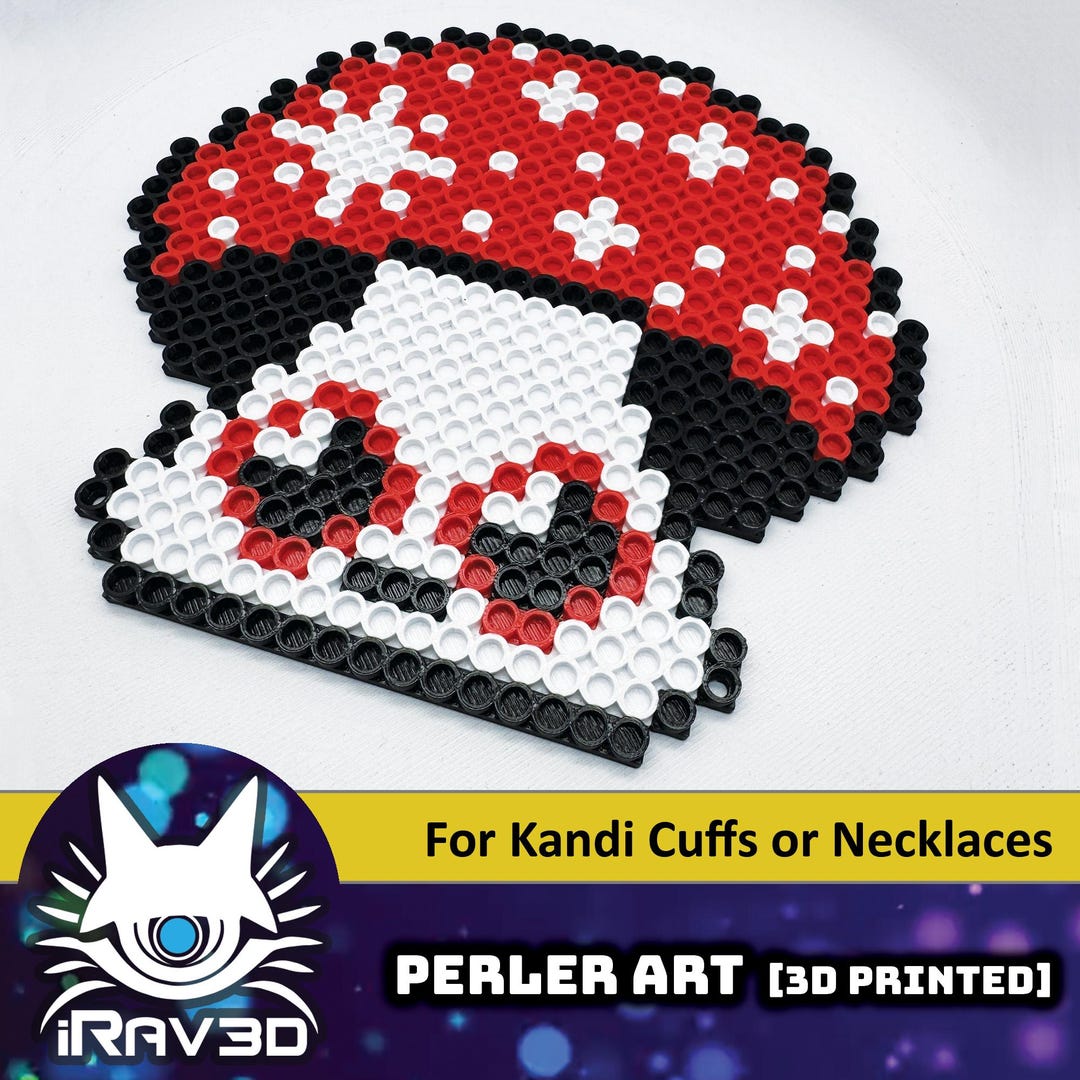 Sparkle Mushroom - Funky Perler Art: 3D Printed Perler Kandi ART for ...
