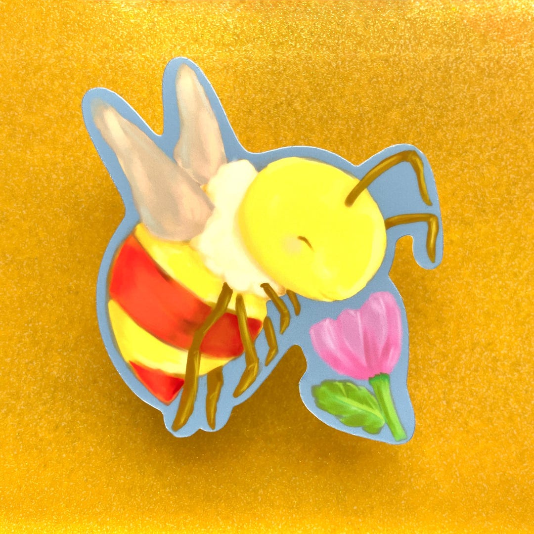 Cute Bee Smelling Flower Sticker - Etsy