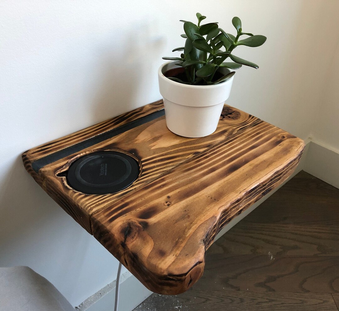 Epoxy Resin Floating Shelf LED Casted Wireless With Charger, Fine Edge ...
