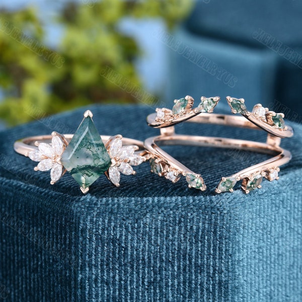 Moss Agate Engagement Ring - Etsy